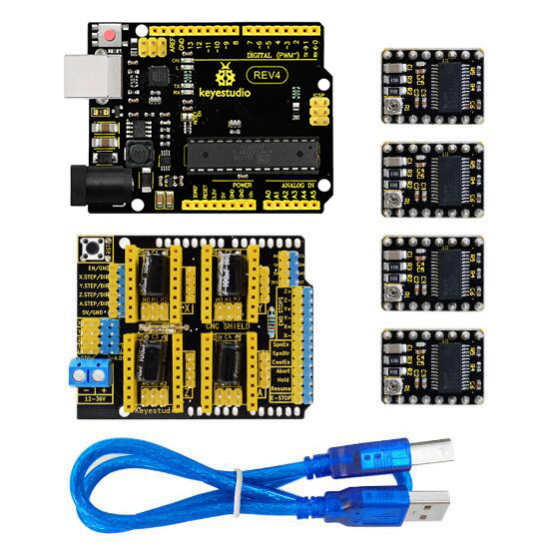 KS0286 keyestudio CNC Kit / CNC Shield V3.0 +keyestudio Uno R3+4pcs ...